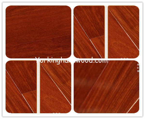 high gloss cumaru flooring in mahogany color stain