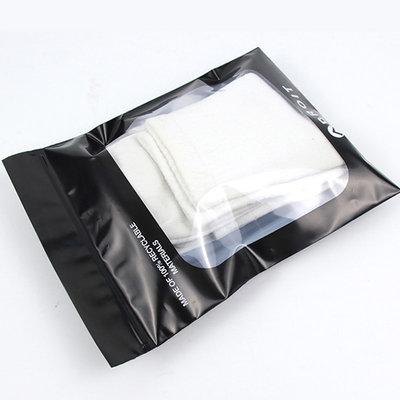 Custom print Eco friendly ziplock Clear garment black packaging bag with zipper clothing opp plastic bags