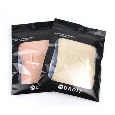 Custom print Eco friendly ziplock Clear garment black packaging bag with zipper clothing opp plastic bags
