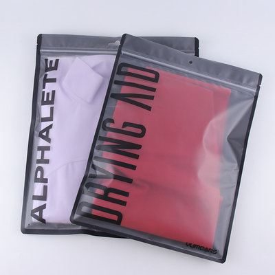 Custom print Eco friendly ziplock Clear garment black packaging bag with zipper clothing opp plastic bags