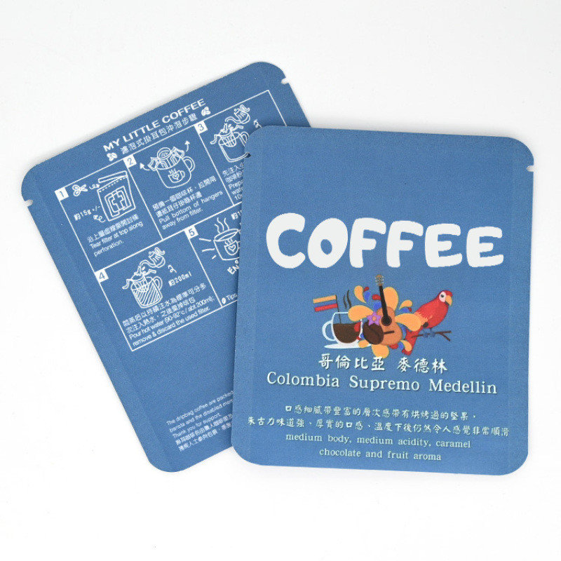 Custom Digital Printing 3 Side Sealed White Kraft Paper Matte Aluminum Foil Drip Coffee Bag Sachet