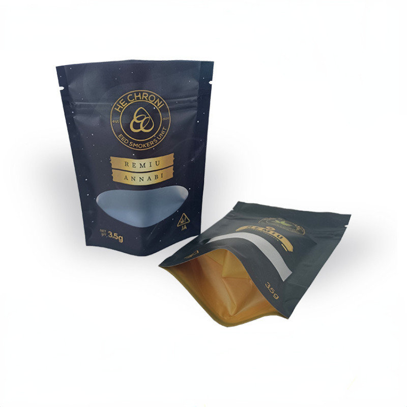 Water proof Kraft Stand Up Pouch Bag Zipper Pouch Storage Brown Paper Bags with Zip Lock and Window for Storing Nuts