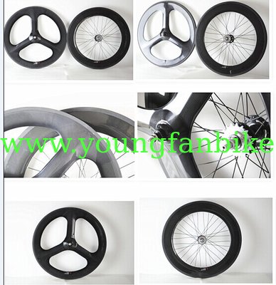 china factory directly sell track bicycle fixed gear clincher wheelsets 3-spoke&88mm wheel