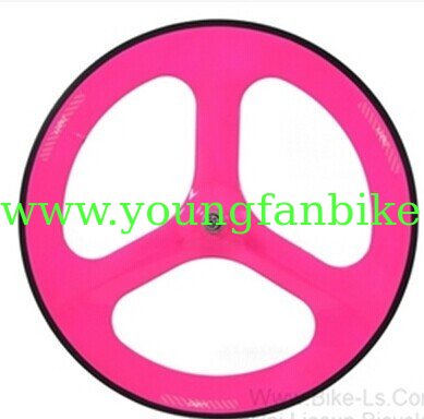 popular pink 700c light tri-spokes rim /3-spoke carbon clincher wheel for road &track bike