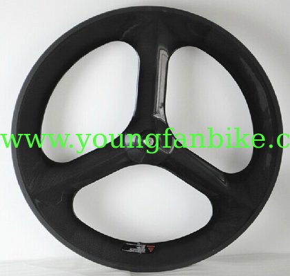 Super Light bicycle carbon wheels tri-spoke+ 88mm  rear clincher with Novatec track Hubs