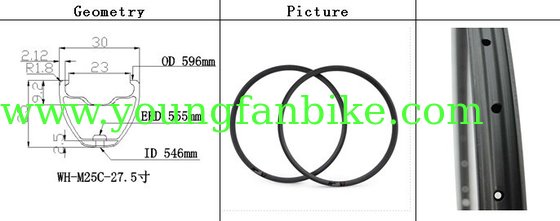2014new ultralight carbon rim for mtb bike 25X30mm clincher 27.5" carbon mtb rim MBT wheel