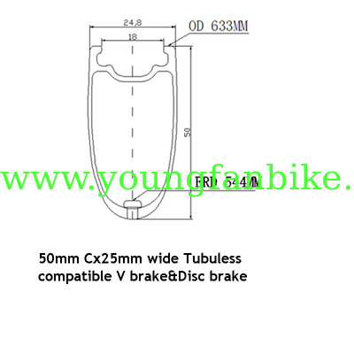 Clincher Compatible Tubuless Rim 700C 50MM 25mm Wide Road Bicycle Carbon Clincher Tubuless Rims Used for V&Disc Brake