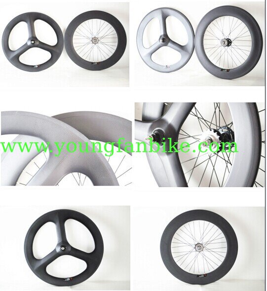 china factory directly sell track bicycle fixed gear clincher wheelsets 3-spoke&88mm wheel