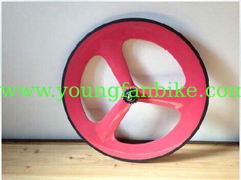 YOUNGFANBIKE popular red Cheap 700c  /3-spoke carbon clincher wheel for road &track bike