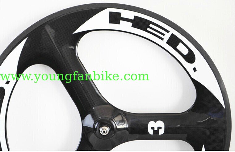 Chinese 700c YOUNGFANBIKE HED-3 tri-spokes carbon clincher wheel for road bike&track bike