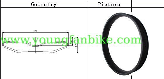 2014 most popular high quality 26inch 100mm carbonclincher  carbon fat bike rim for sale