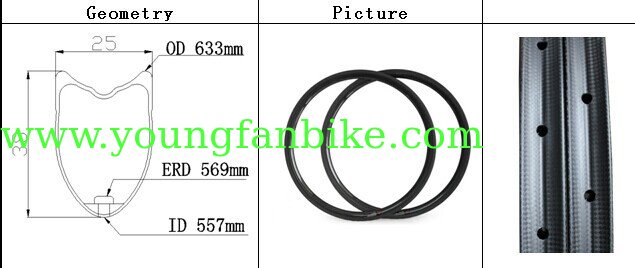 only350g700C carbon bicycle rim 25mm wide U-shape 38mm tubular carbon road racing bike rim