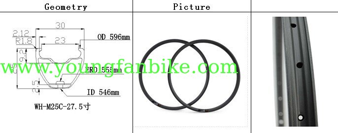2014new ultralight carbon rim for mtb bike 25X30mm clincher 27.5" carbon mtb rim MBT wheel