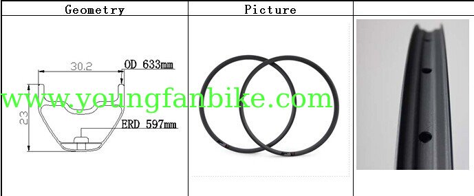 New super strong carbon 29 inch mtb hookless rim carbon fiber 29er MTB wheel 30.2 mm width