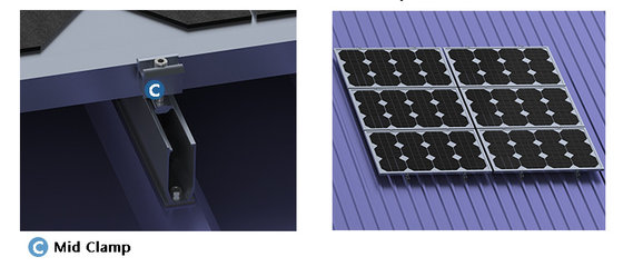 AL 6005-T5 Anodized End Clamp Of Solar Roof Mounting Systems With Cutting / Drilling / Punching