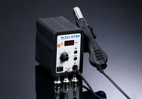 Adjustable temperature desoldering station with hot air gun