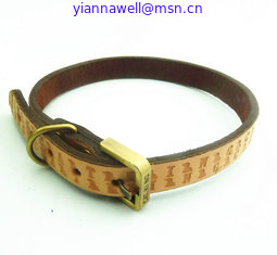 China Leather pet dog collar supplier