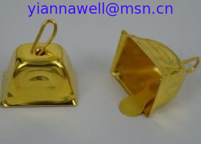 sale jingle bell square bell Christmas gold tetragonum jingle bells decration in Christmas tree or toy supplier