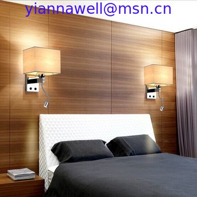 The head of a bed wall lamp with a little Led reading lamp suit for Hotel or home bedroom supplier