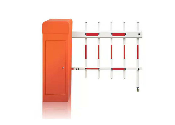 Orange Remote Control Car Parking Barrier , Car Park Gate Barriers With Fence Arm