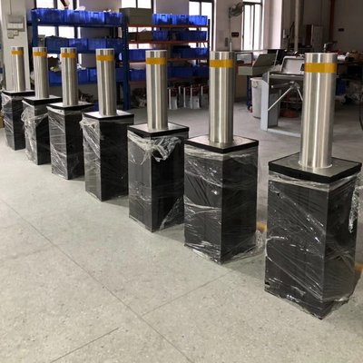 Car Parking Lot Automatic Rising Bollards With Led Light Embedded Bucket