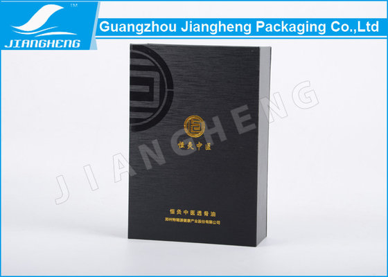 Luxury Paper Essential Oil Packaging Boxes Black With Magnet Closure