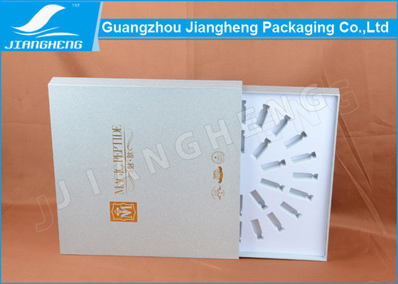 Cardboard Luxury Cosmetic Packaging Boxes Silvery Glitter Special Drawer Shape