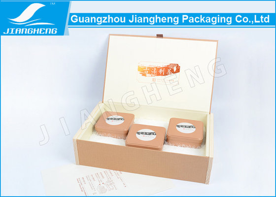 Tea Tins Packaging Simple Gift Boxes Coated Paper Plush Fabric Wrapped Foam Insert