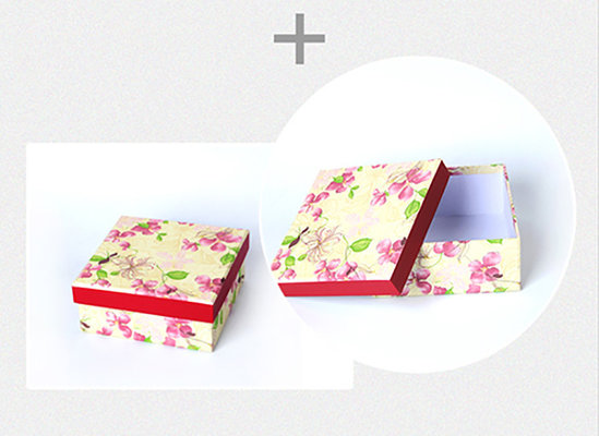 Empty Christmas Floral Lidded Cardboard Boxes Colored Beautiful Printed