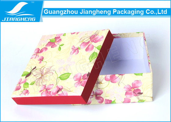 Empty Christmas Floral Lidded Cardboard Boxes Colored Beautiful Printed