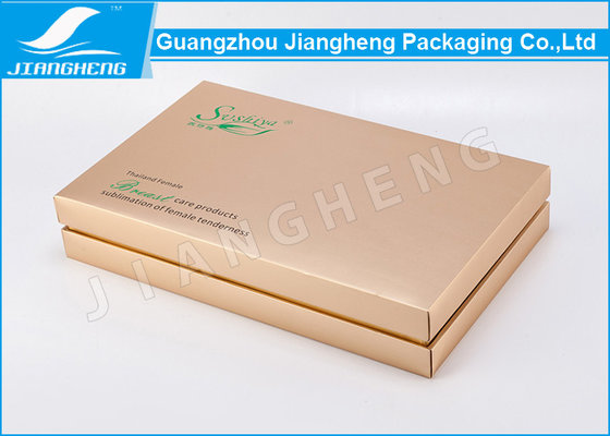 Rectangular Gold Sturdy Cardboard Boxes Lightweight For Skin Care Packaging