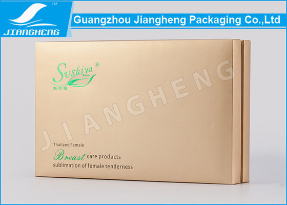 Rectangular Gold Sturdy Cardboard Boxes Lightweight For Skin Care Packaging