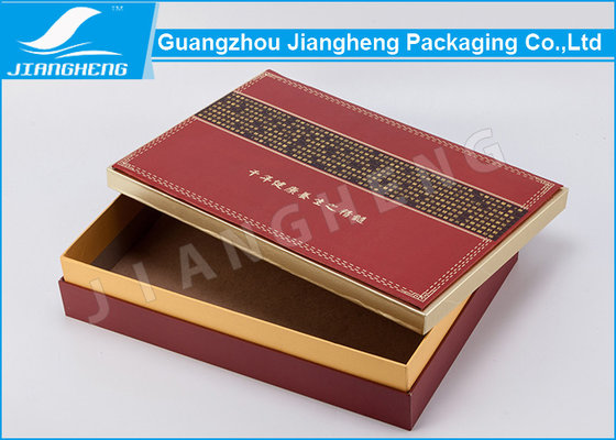 Rectangle Empty Cardboard Gift Boxes , Red Rigid Lidded Cardboard Boxes