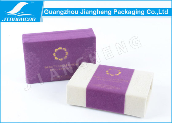 Custom Cosmetic Packaging Boxes , Velvet Fabric Eco Purple Packaging Boxes