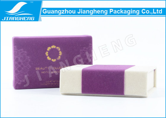 Custom Cosmetic Packaging Boxes , Velvet Fabric Eco Purple Packaging Boxes