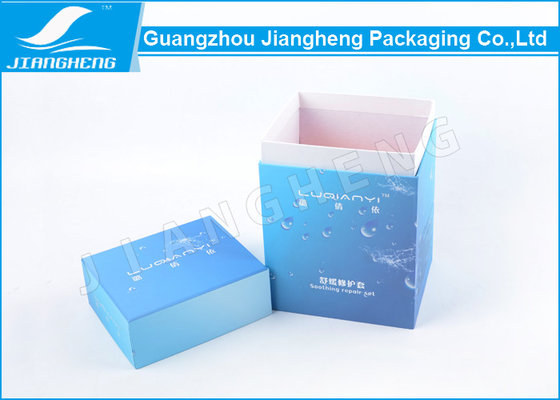 Vertical Luxury Perfume Packaging Boxes , Offset Printing Blue Paperboard Gift Box