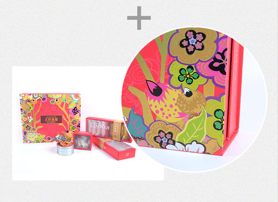 Nut Packaging Floral Flat Pack Cardboard Boxes Durable Custom Made Size
