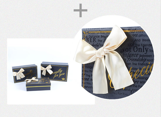 Black Decorative Cardboard Gift Boxes , Bowknot Unique Base And Lid Cardboard Boxes