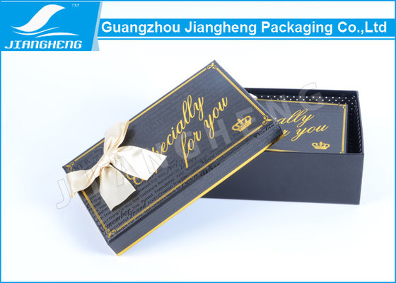 Black Decorative Cardboard Gift Boxes , Bowknot Unique Base And Lid Cardboard Boxes
