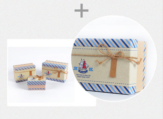 Cardboard Chocolate Candy Gift Boxes Recycled With Linen Rope Bowknot Offset Printing