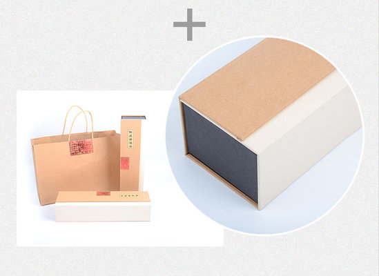 Tea Package Magnetic Packaging Box Kraft Paper With Black Card Paper Partitions