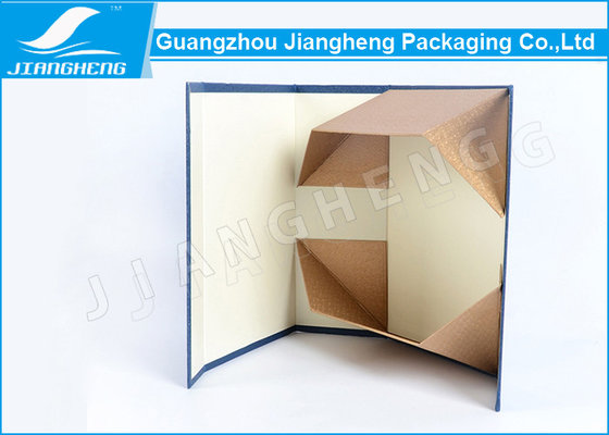 Custom Flat Folding Packing Boxes Texture Paper Blue Bowknot For Gift