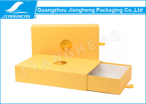 Cardboard Cosmetic Packaging Boxes Golden Debossed Logo Pull Out Drawer Shape