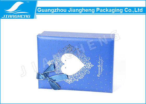 Square Paper Cardboard Heart Shaped Gift Box Colorful Printed Ribbon Bow