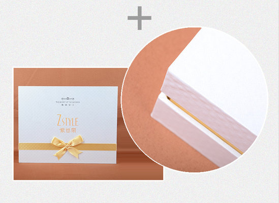 White Luxury Cosmetic Packaging Boxes , Texture Paper Silk Ribbon Gift Boxes