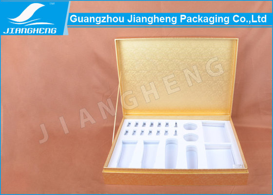 Faux Leather Paper Shiny Cosmetics Gift Boxes Elegant Shell Hinged Structure