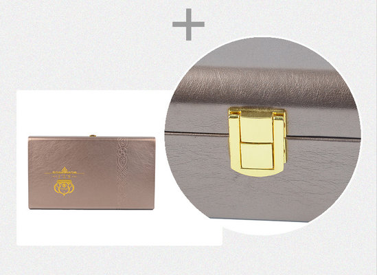 Leather Eco Friendly Gift Box Small Rectangular Golden Stamped Logo