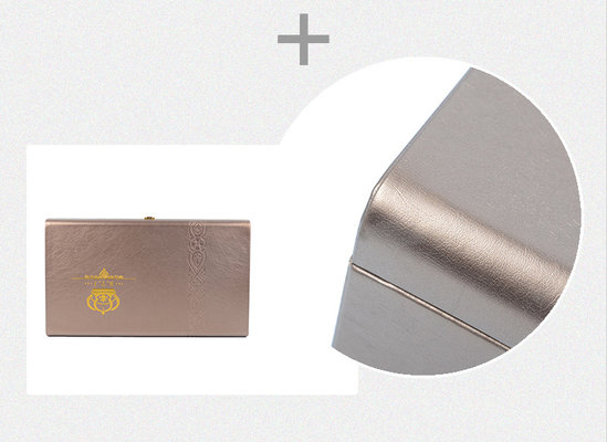 Leather Eco Friendly Gift Box Small Rectangular Golden Stamped Logo