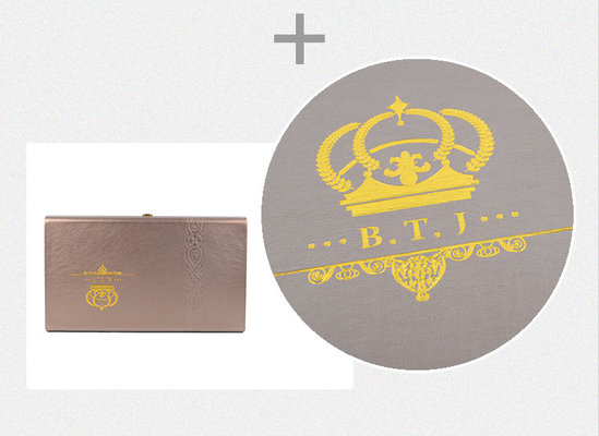 Leather Eco Friendly Gift Box Small Rectangular Golden Stamped Logo