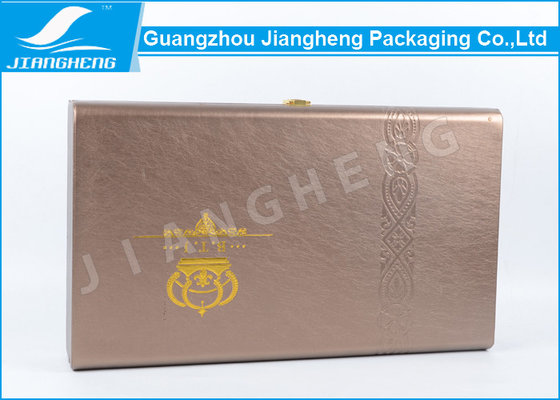 Leather Eco Friendly Gift Box Small Rectangular Golden Stamped Logo